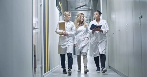 Three Female Factory Engineers Lab Coats Stock Footage Video (100% ...