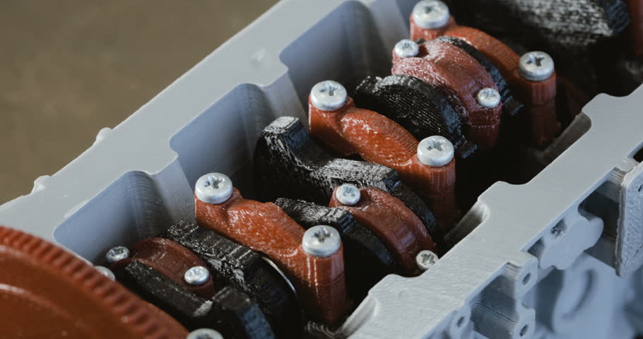 internal combustion engine printed on 3d Stock Footage Video (100% ...