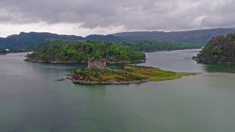 Aerial View Old Ruined Castle Tioram Stock Footage Video (100% Royalty ...