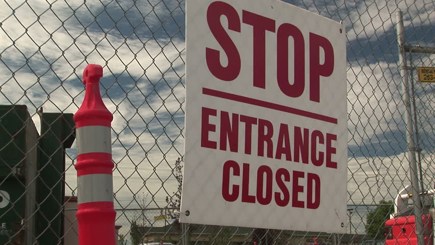 construction site stop entrance closed sign Stock Footage Video (100% ...