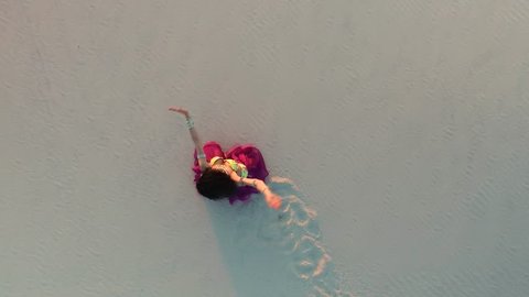 Brunette Dances Belly Dancing Sandy Desert Stock Footage Video (100% ...