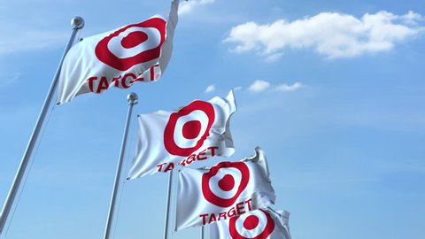 Waving Flags Target Logo Against Sky Stock Footage Video (100% Royalty ...