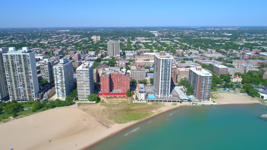 lateral aerial video edgewater beach chicago Stock Footage Video (100% ...