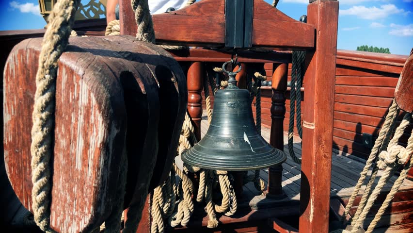 pirate ship's bell sailing rope ties Stock Footage Video (100% Royalty ...