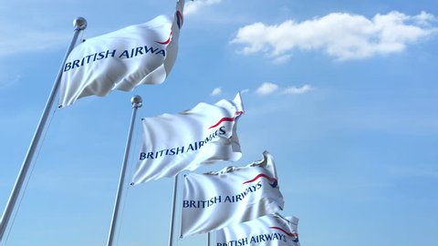 Waving Flags British Airways Logo Against Stock Footage Video (100% ...