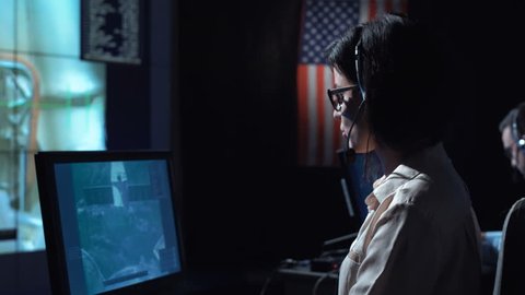 Side View Woman Sitting Working Computer Stock Footage Video (100% ...