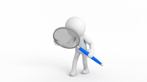 Stickman Searching Magnifying Glass On White Stock Footage Video (100% ...