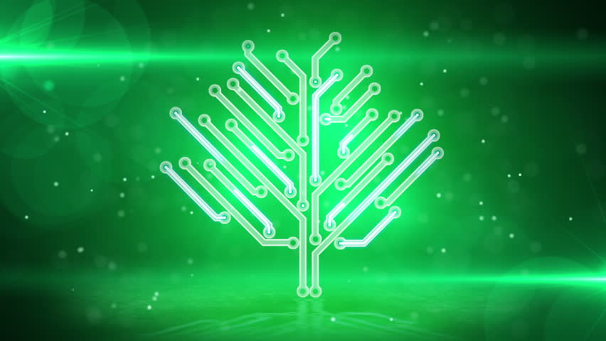 green electronic hi-tech tree seamless loop Stock Footage Video (100% ...