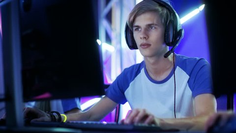 Professional Boy Gamer Plays Video Game Stock Footage Video (100% ...