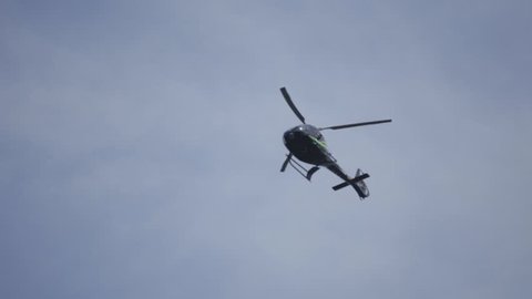 Helicopter Cloudy Sky Lightning Helicopter Below Stock Footage Video ...