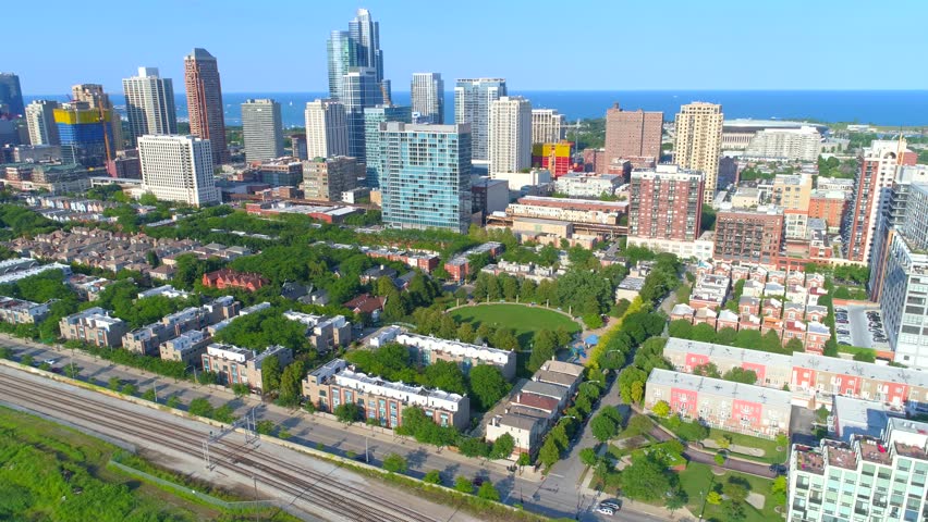 aerial video dearborn park chicago 4k Stock Footage Video (100% Royalty ...