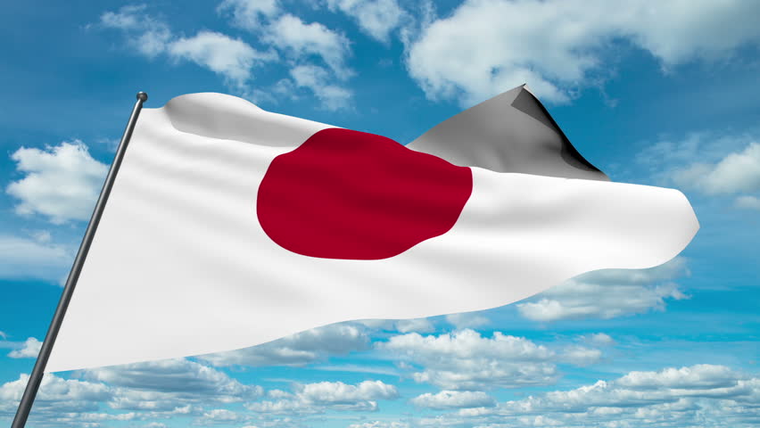 Japan Flag Waving Against Time-lapse Stock Footage Video (100% Royalty ...