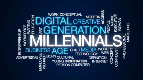 Millennials Animated Word Cloud Text Design Stock Footage Video (100% ...