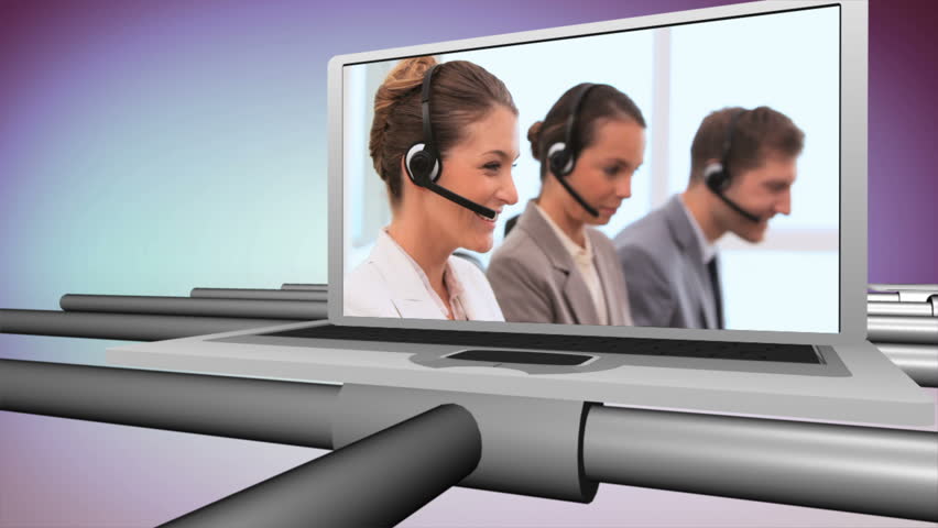 animation smiling people working call centre Stock Footage Video (100% ...