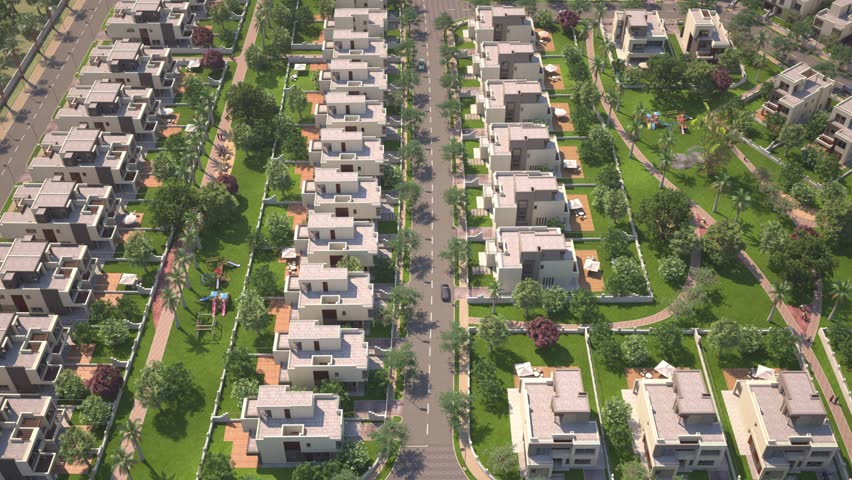 Aerial View for Gated Community Stock Footage Video (100% Royalty-free ...