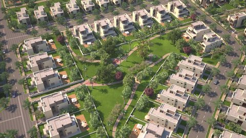 Aerial View Gated Community Animation Stock Footage Video (100% Royalty ...