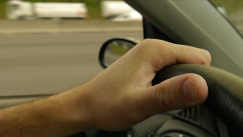 Driving On Freeway Male Hand On Stock Footage Video (100% Royalty-free ...