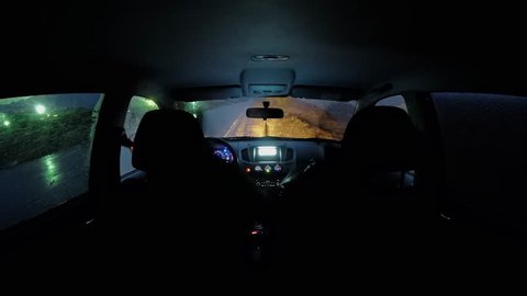 View Inside Car Riding Night City Stock Footage Video (100% Royalty ...