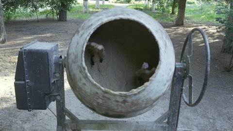 4k Portable Concrete Mixer Spinning Concrete Stock Footage Video (100% ...