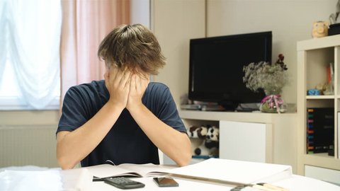 Thinking While Doing Homework Home 4k Stock Footage Video (100% Royalty ...