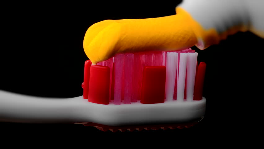 Tooth Paste and Brush. Applying Stock Footage Video (100% Royalty-free ...