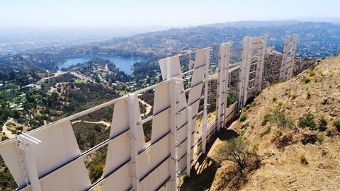 Back Side Hollywood Sign City View Stock Footage Video (100% Royalty ...