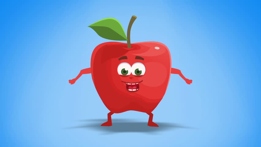 cartoon apple character animation glad happy Stock Footage Video (100% ...