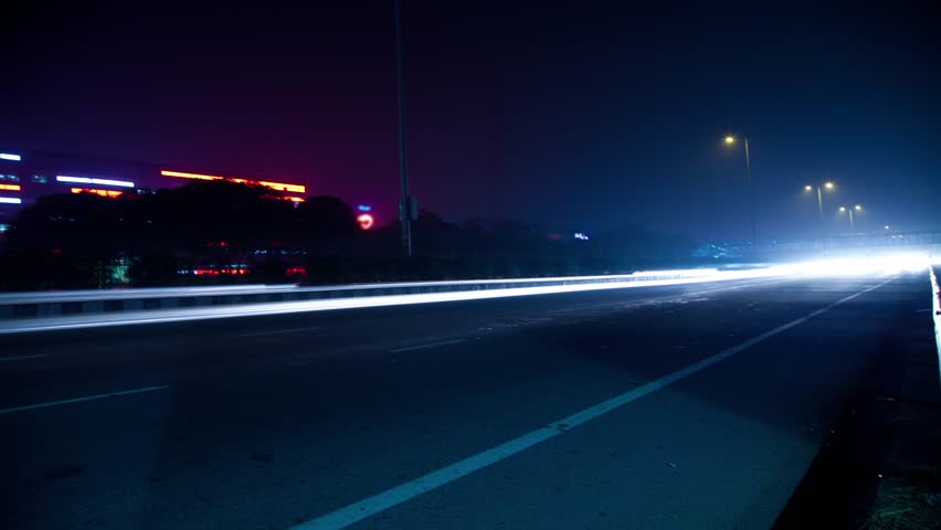 Delhi Highway Night Time Lapse Stock Footage Video (100% Royalty-free ...