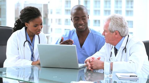 Happy Doctors Talking Each Other Bright Stock Footage Video (100% ...