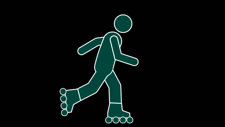 stick figure roller skates stickman animation: video stock (100% ...