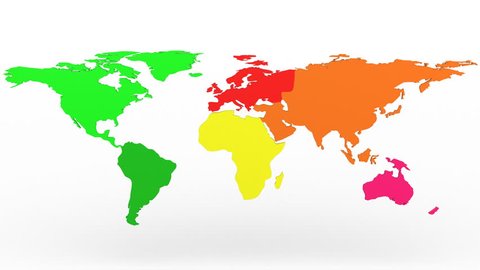World Map Highlighted Continents Different Colors Stock Vector (Royalty ...