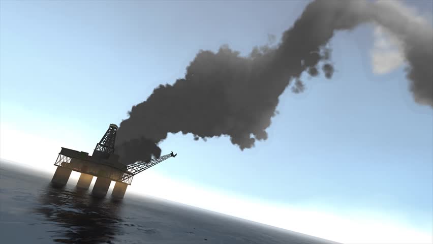 Animation, Offshore Oil Platform Caught Stock Footage Video (100% ...