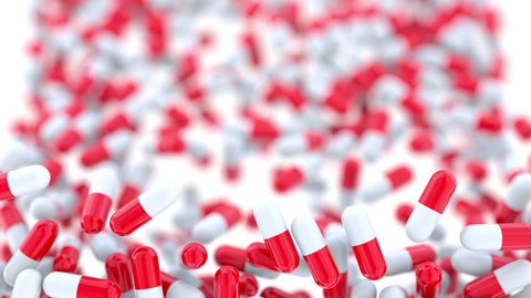 Falling Red White Drug Capsules Pills Stock Footage Video (100% Royalty ...