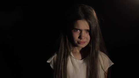 Young Beautiful Girl Crying Sad Scared: video stock (100% royalty free ...
