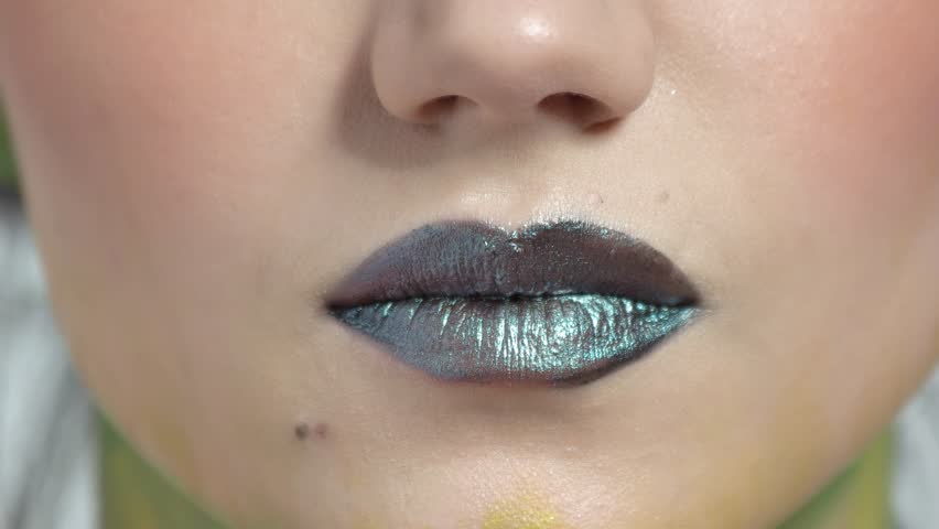 dark lips young woman beautiful close Stock Footage Video (100% Royalty ...