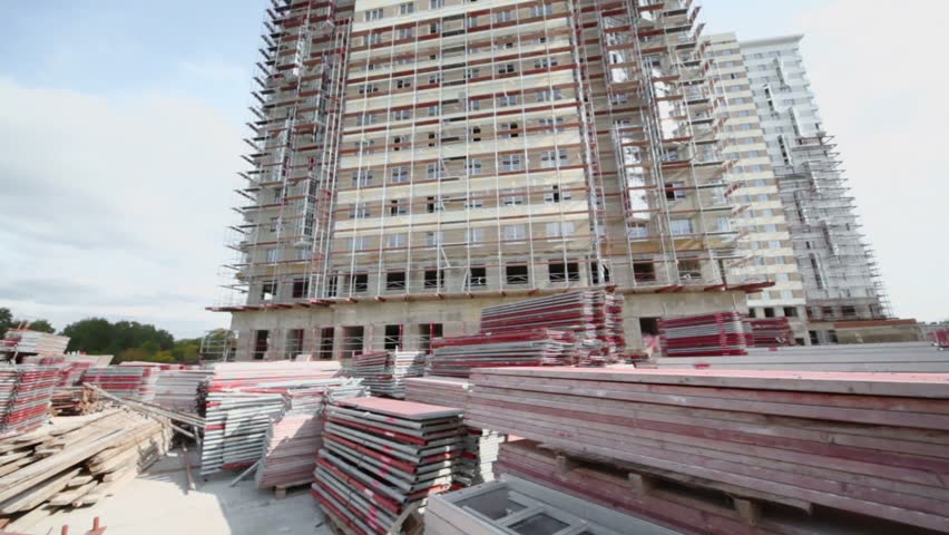 building materials construction site high-rise dwelling Stock Footage ...