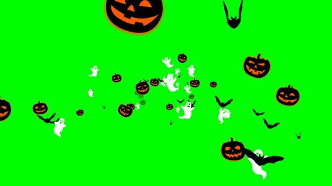 Halloween Bats Pumpkins Ghosts Seamless Loop Stock Footage Video (100% ...