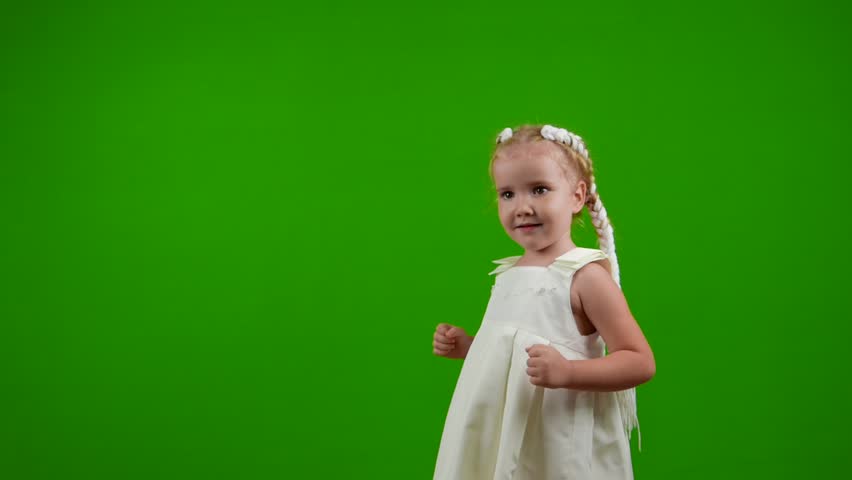 little girl white dress green screen: วิดีโอสต็อก (ปลอดค่าลิขสิทธิ์ 100 ...