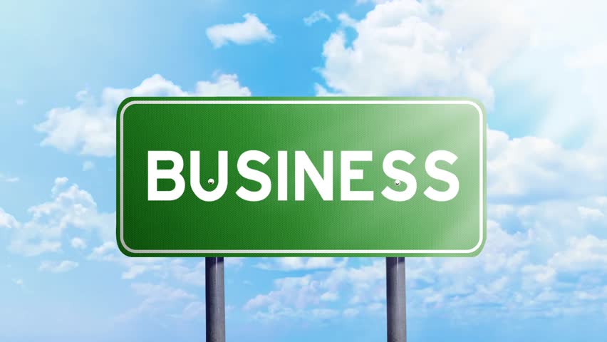 Green Highway Sign with Business Stock Footage Video (100% Royalty-free ...