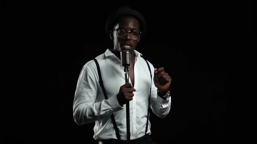 Man African American Singer Sings Stock Footage Video (100% Royalty ...