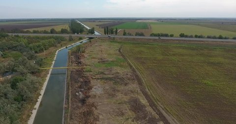 Aerial View Irrigate Channel Clean Water Stock Footage Video (100% ...
