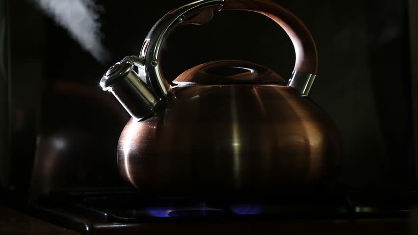 Boiling Kettle On a Black Stock Footage Video (100% Royalty-free ...