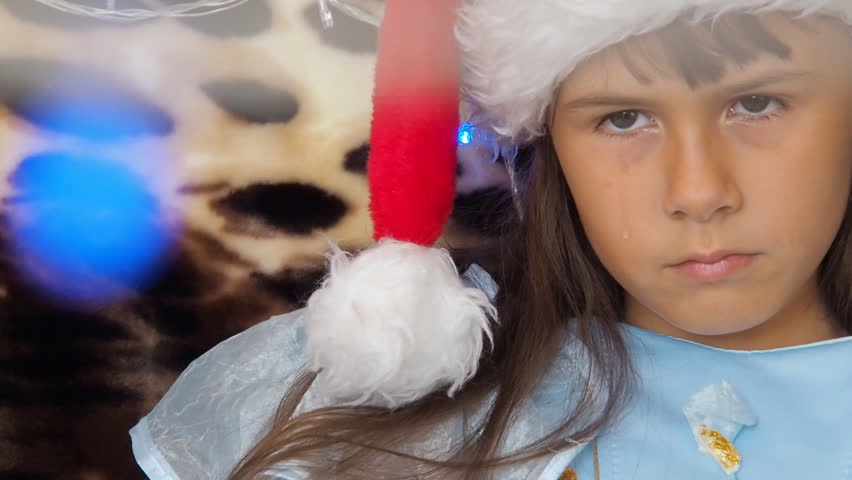 little girl new year's cap crying Stock Footage Video (100% Royalty ...