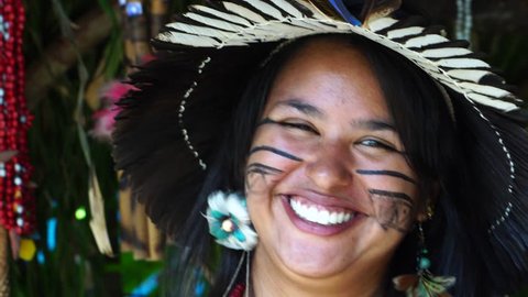 Native Brazilian Woman Indigenous Tribe Stock Footage Video (100% ...