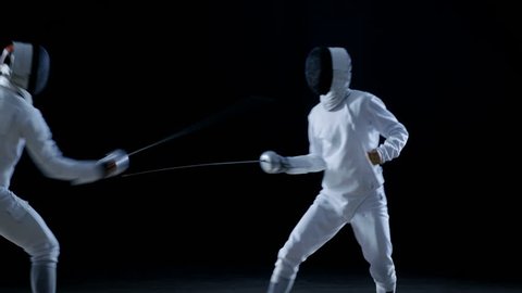 Two Professional Fully Equipped Fencers Expertly Stock Footage Video ...