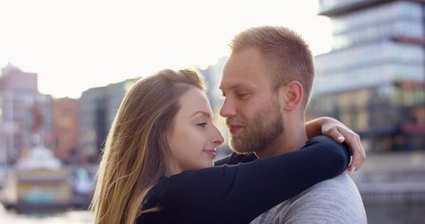Cute Couple Cuddling Outside Stock Footage Video (100% Royalty-free ...