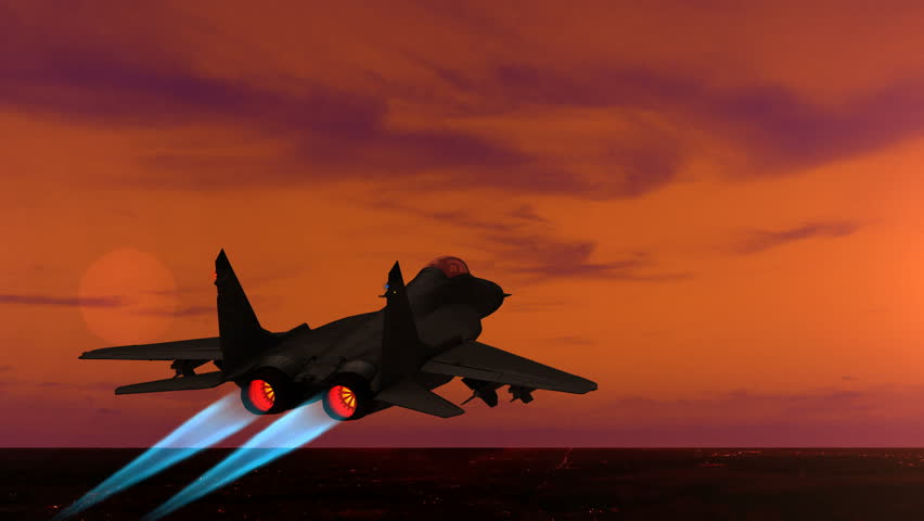 fighter jet afterburner gaining height sunset Stock Footage Video (100% ...