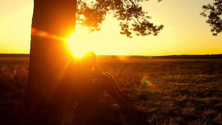 Human Sitting Under Tree. Man Stock Footage Video (100% Royalty-free ...