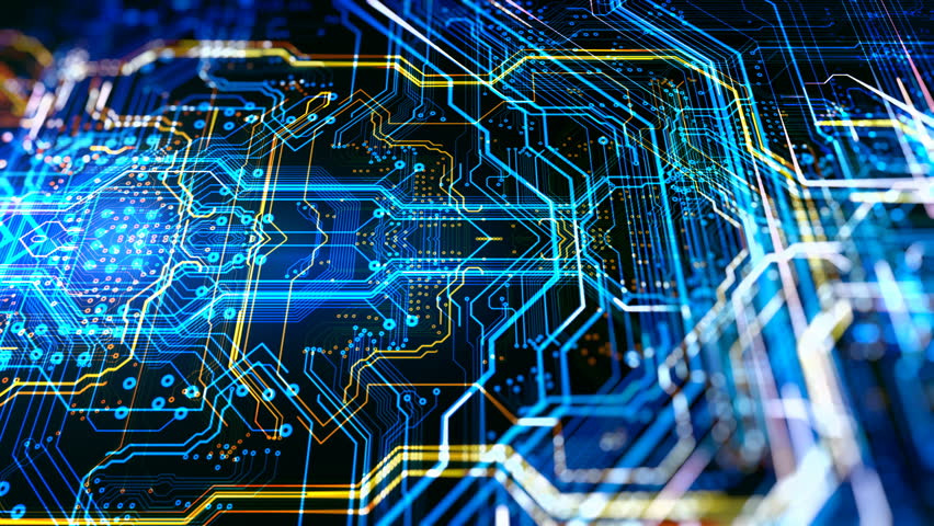 Abstract Virtual Motherboard Code Particles Moving Stock Footage Video ...