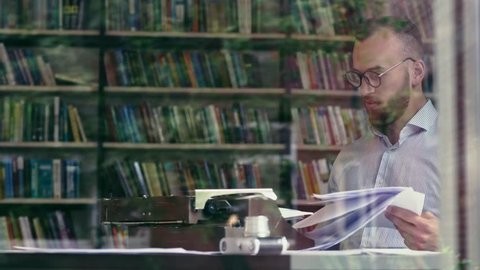 Portrait Male Bookstore Owner Customer Background Stock Photo 339693788 ...